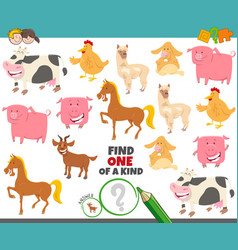 One a kind game with cartoon wild animals Vector Image
