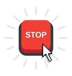 Red stop button isolated on a blue background Vector Image