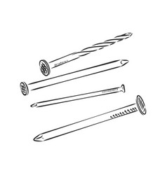 Hand drawn metal nail iron nail sketch Royalty Free Vector