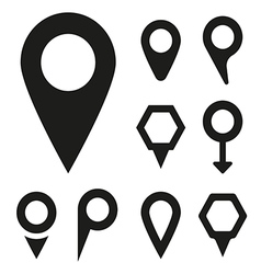 Black map pointer icons set Royalty Free Vector Image
