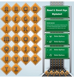 Traffic sign alphabets font style Royalty Free Vector Image