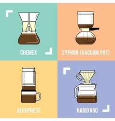 Coffee brewing methods icons set different ways Vector Image