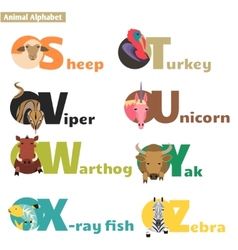 Funny cartoon animals alphabet letter set Vector Image