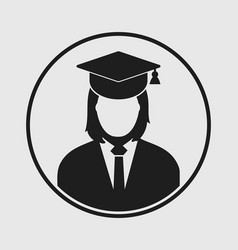 Female graduate student profile icon with gown Vector Image