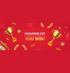 You win poster with prize cup Royalty Free Vector Image