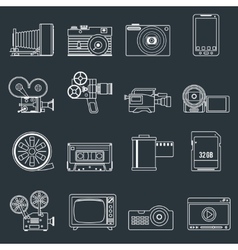 Photo video icons set black Royalty Free Vector Image