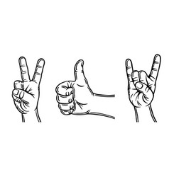 Male hand gestures outline contour design element Vector Image