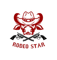 Rodeo star skull with arrow in head design Vector Image