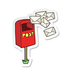 Sticker of a cartoon post box Royalty Free Vector Image