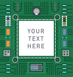 Computer ic chip template microchip on detailed Vector Image