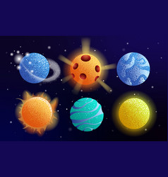Set of isolated solar system planets and sun Vector Image