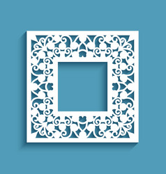Square photo frame with lace border pattern Vector Image