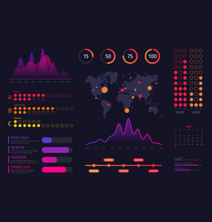 Dashboard ui statistic graphs data charts and Vector Image