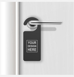 Silver realistic door handle with do not disturb Vector Image