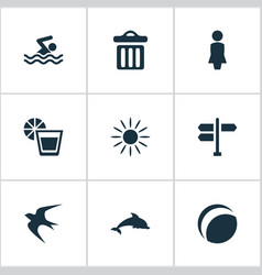 Set of simple seaside icons Royalty Free Vector Image