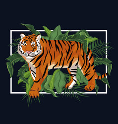 Tiger drawing in the jungle Royalty Free Vector Image