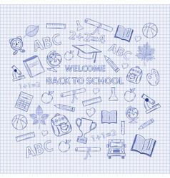 Back to school set on notebook sheet Royalty Free Vector