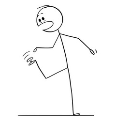 Cartoon of man or boy trying to push the button Vector Image