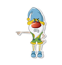 Cute embarrassed gnome sticker isolated cartoon Vector Image