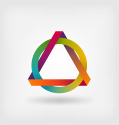 Three color interlocked triangles Royalty Free Vector Image