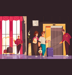 Welcome to hotel cartoon poster Royalty Free Vector Image
