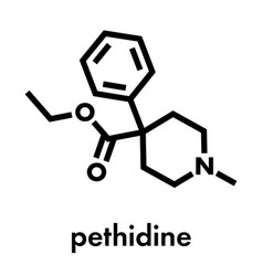 Pethidine opioid analgesic drug molecule Vector Image