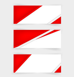 3 style blank template red and white banner Vector Image