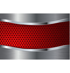 Red perforated background with metal waves Vector Image