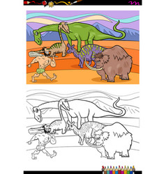Prehistoric set for coloring book Royalty Free Vector Image