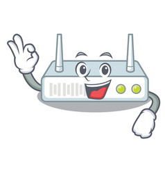 Thumbs up router is installed in cartoon wall Vector Image