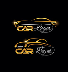 Golden car logo sign Royalty Free Vector Image