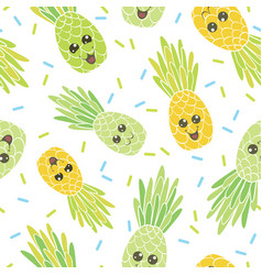 Green yellow pineapples repeat pattern design Vector Image