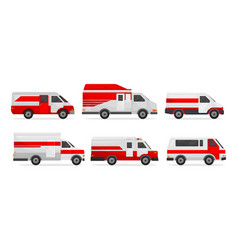 Ambulance car with red and white colors set Vector Image