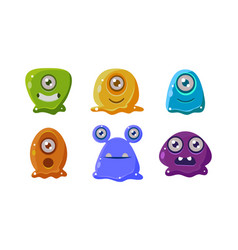 Little cute funny violet alien Royalty Free Vector Image