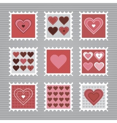Valentines day postage stamps Royalty Free Vector Image