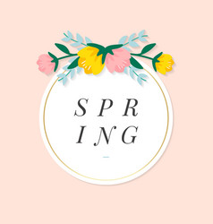 Cherry blossom round frame with hello spring Vector Image