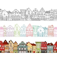 Hand Drawn Houses Seamless Pattern Royalty Free Vector Image