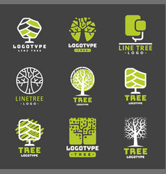 Tree outdoor travel green silhouette forest badge Vector Image