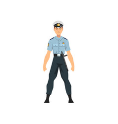 Professional policeman in uniform security police Vector Image