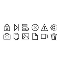 12 set linear user interface icons thin Royalty Free Vector