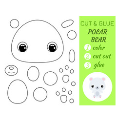 Cut and glue bear educational paper game Vector Image