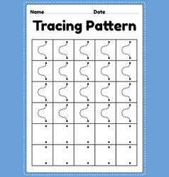 Tracing pattern left curve lines worksheet Vector Image