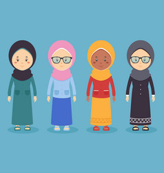 Stock muslim kids cartoon set Royalty Free Vector Image