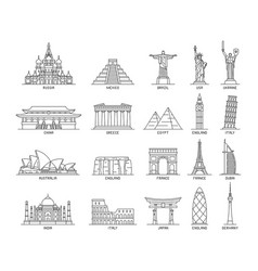World monuments icons Royalty Free Vector Image