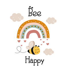Cute poster with beautiful rainbows Royalty Free Vector