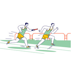 Continuous one line drawing relay race runner Vector Image