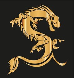 Red and yellow chinese dragon on black background Vector Image