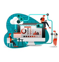Cartoon data sharing technology remote worker Vector Image