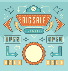 Retro american 1950s sign design elements set Vector Image