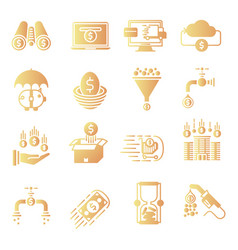 Money flow filled outline icons Royalty Free Vector Image